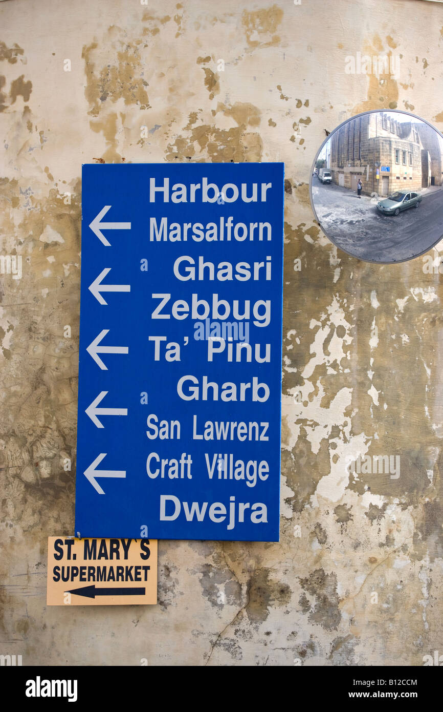 Road Direction Sign Victoria Gozo Malta Stock Photo - Alamy