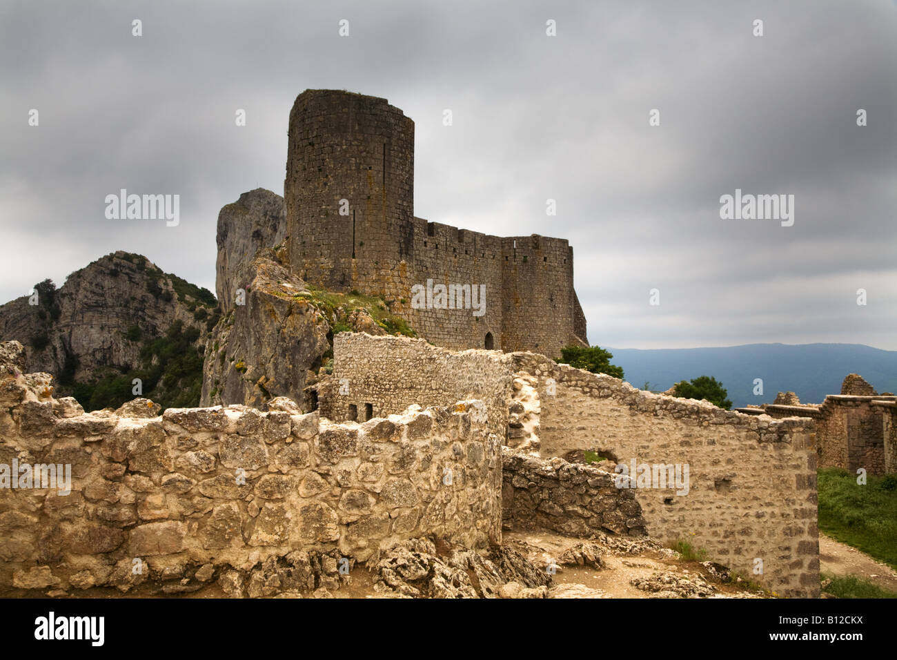 Chateau de Peyrepertuse a ruined French chateau and castle in Languedoc ...