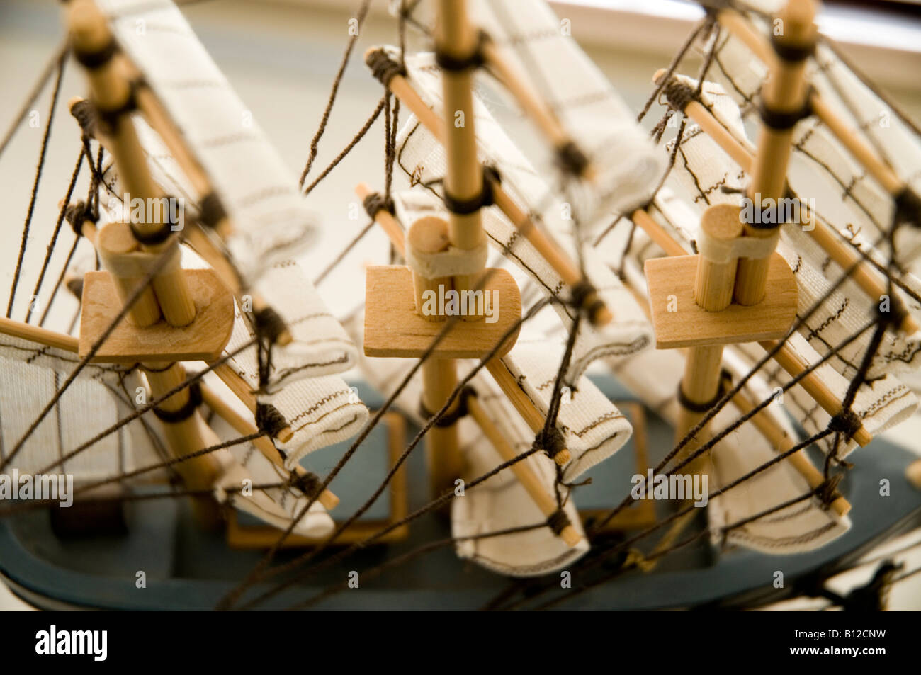 Ships ship rigging on a model boat Stock Photo - Alamy