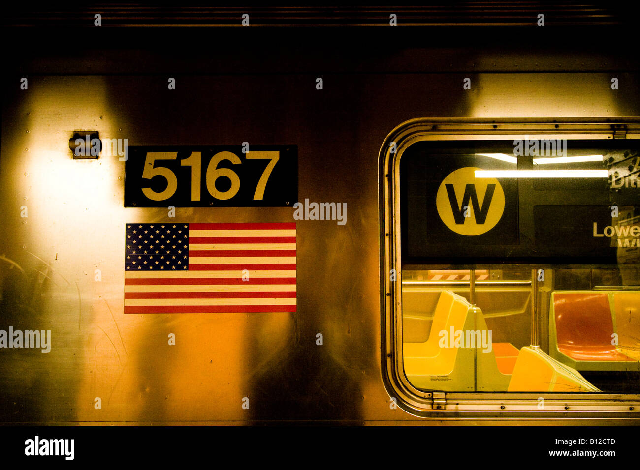 An empty subway car rests at a station in New York Stock Photo - Alamy