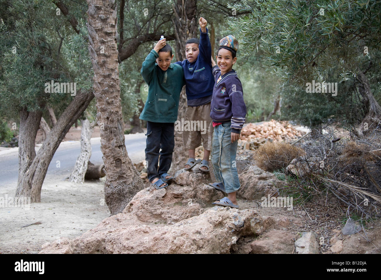 Young Morocan Touareg boys in woodland near Agadir .89266 Morocco Stock ...