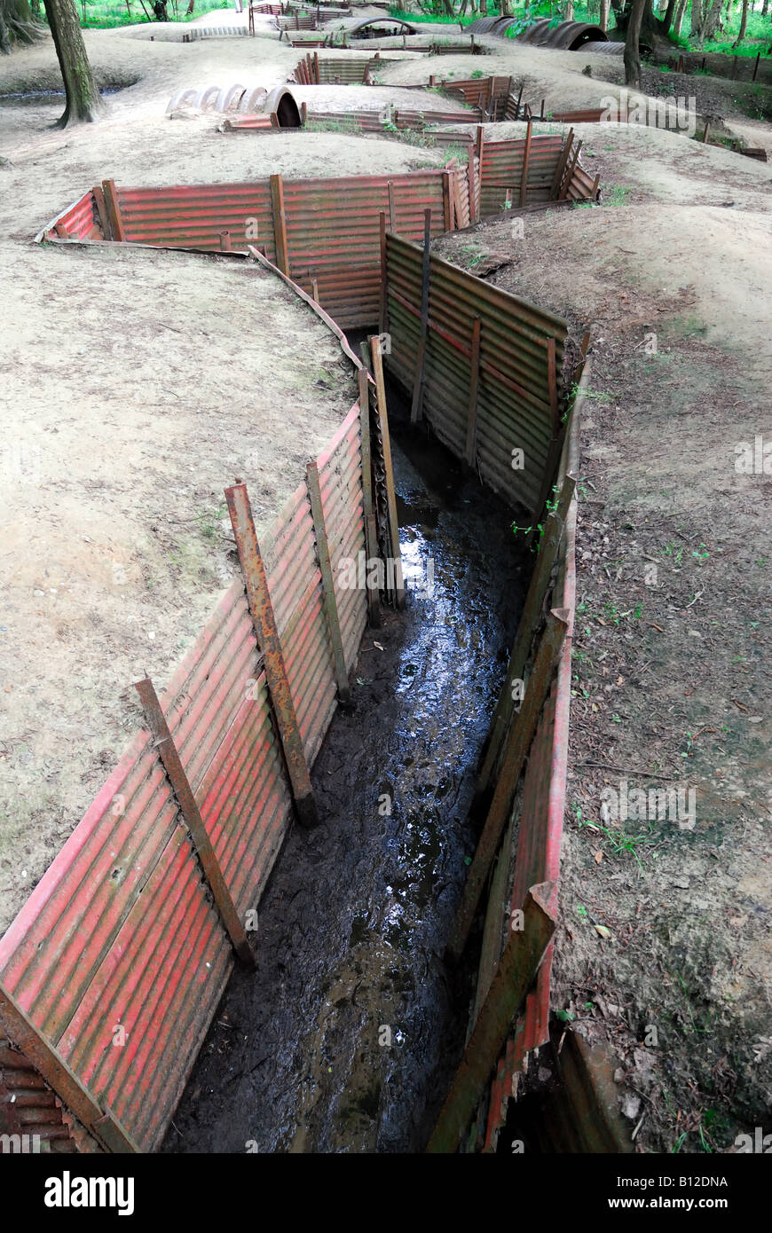 Preserved World War One trenches at Hill 62 Ypres Salient Stock Photo ...