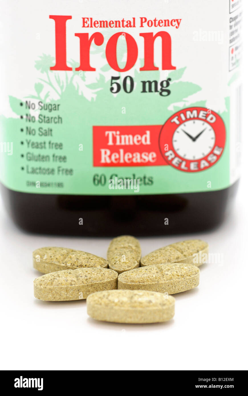 Iron Tablets and Bottle Stock Photo - Alamy