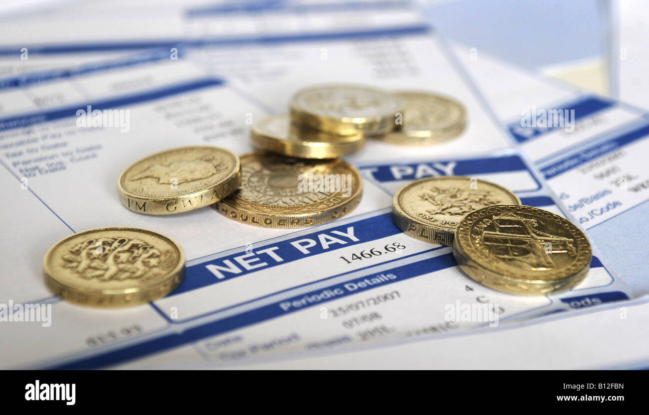 BRITISH PAYSLIP SHOWING NET PAY AMOUNT AND CURRENCY RE RECESSION INCOME ...