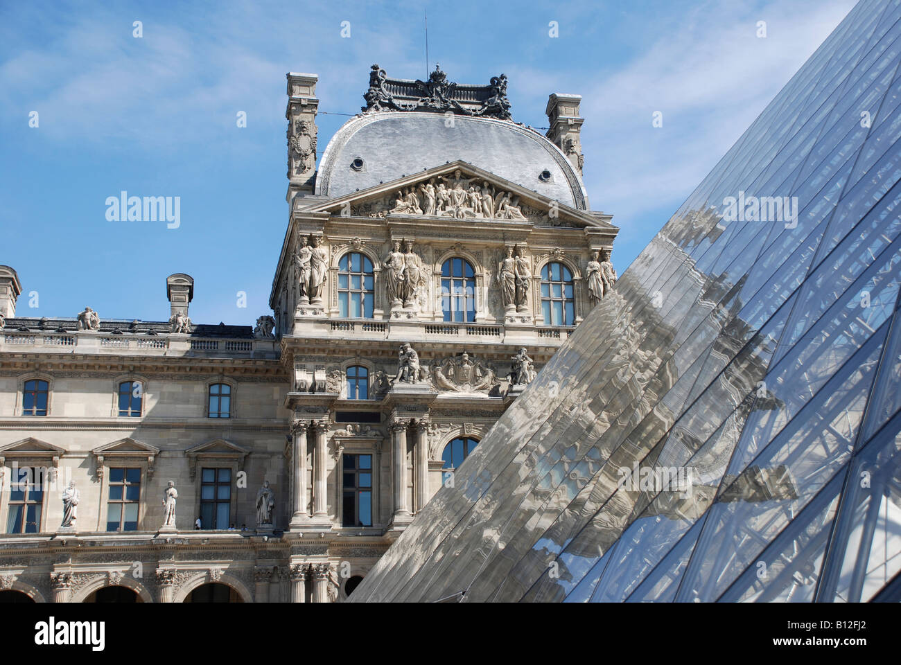 Glass Pyramid main entrance The Louvre Paris reflecting the original ...