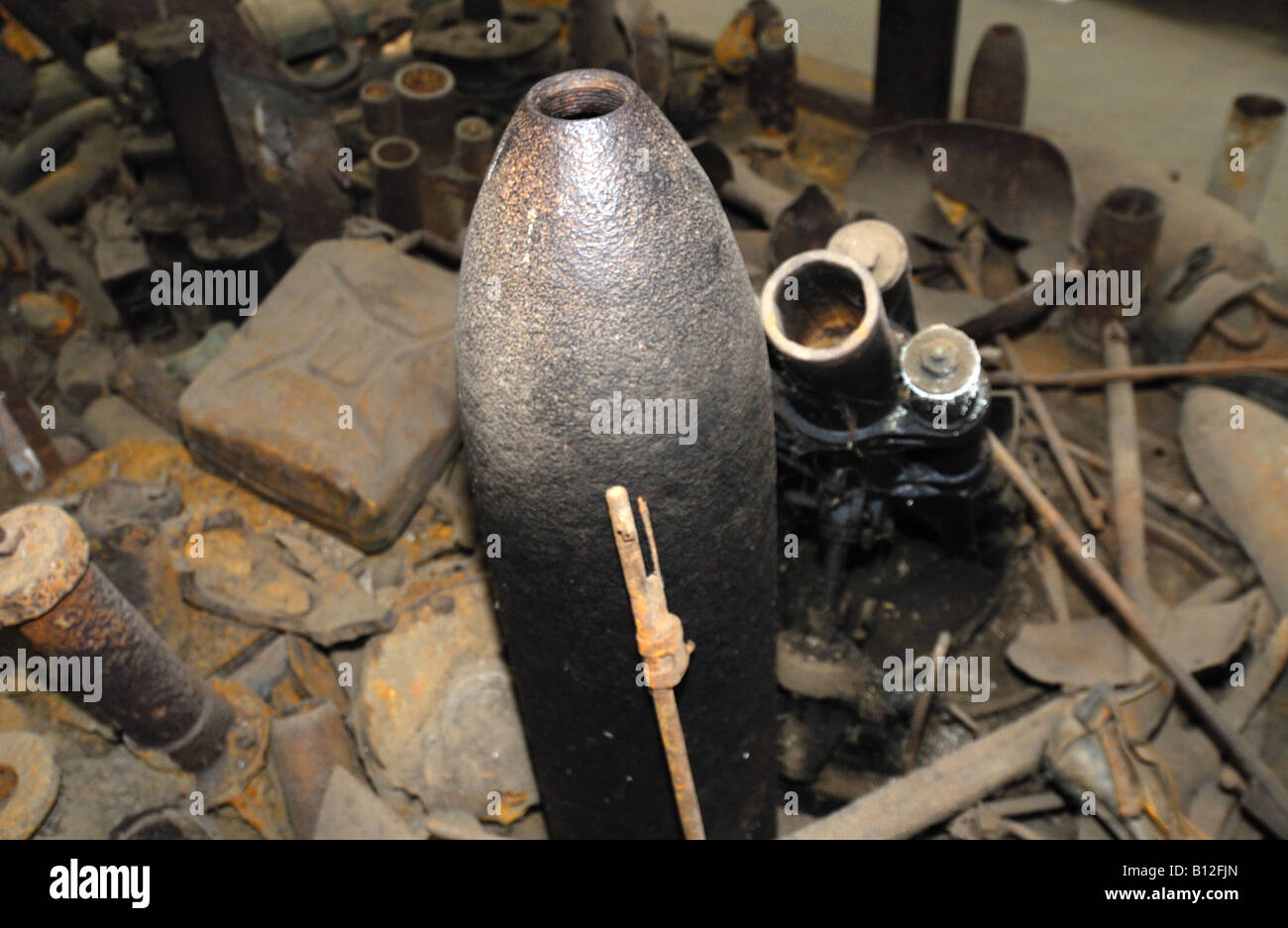 Shells military equipment from World War One in museum at Hill 62 Ypres ...