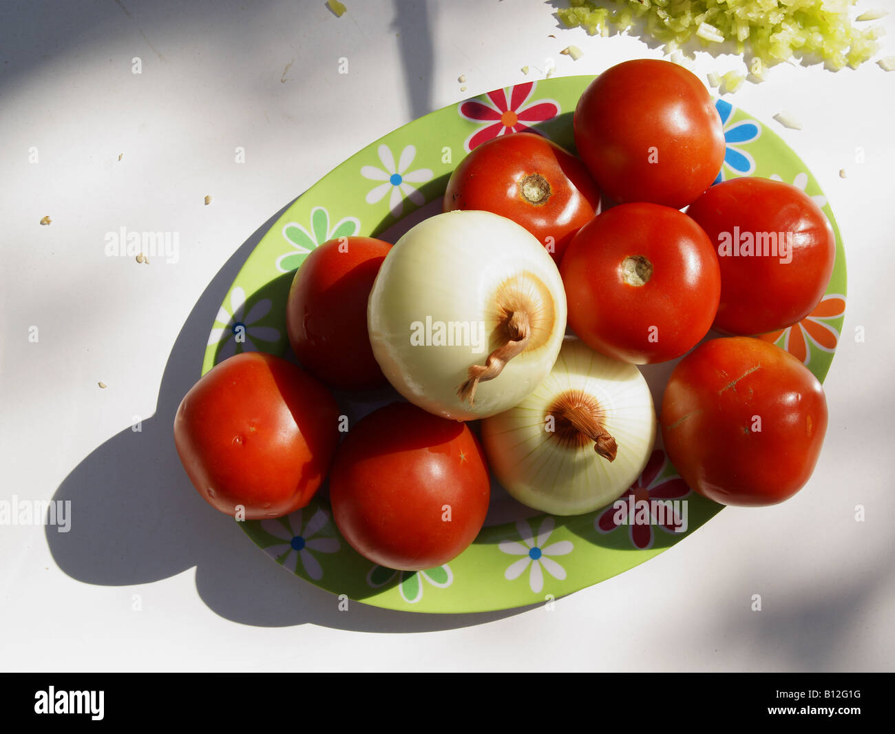 Ingredients for pebre, a traditional Chilean sauce made with tomatoes ...
