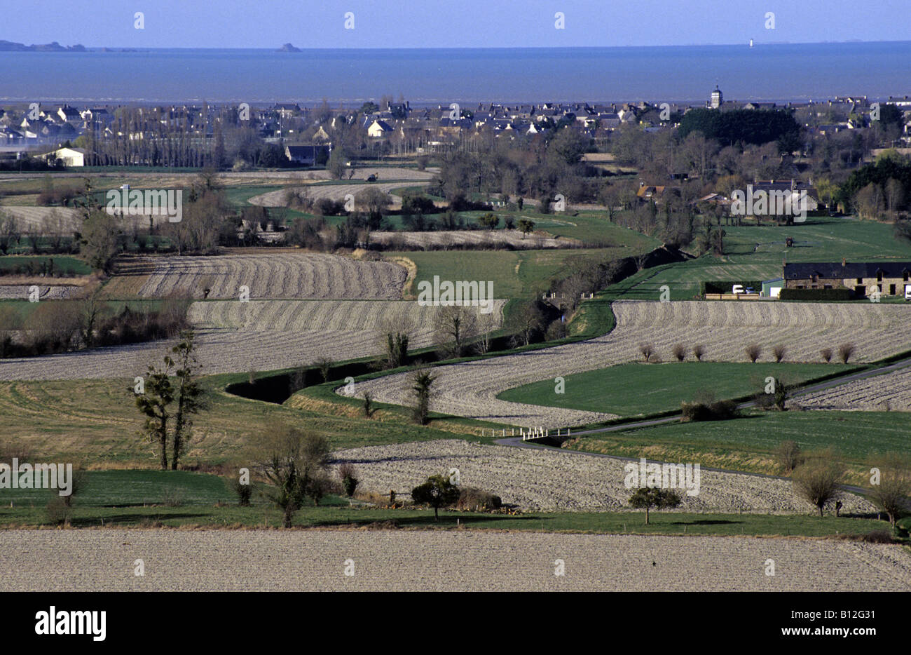 France Normandy Bay of Mont Saint Michel view from Mont-Dol Stock Photo ...