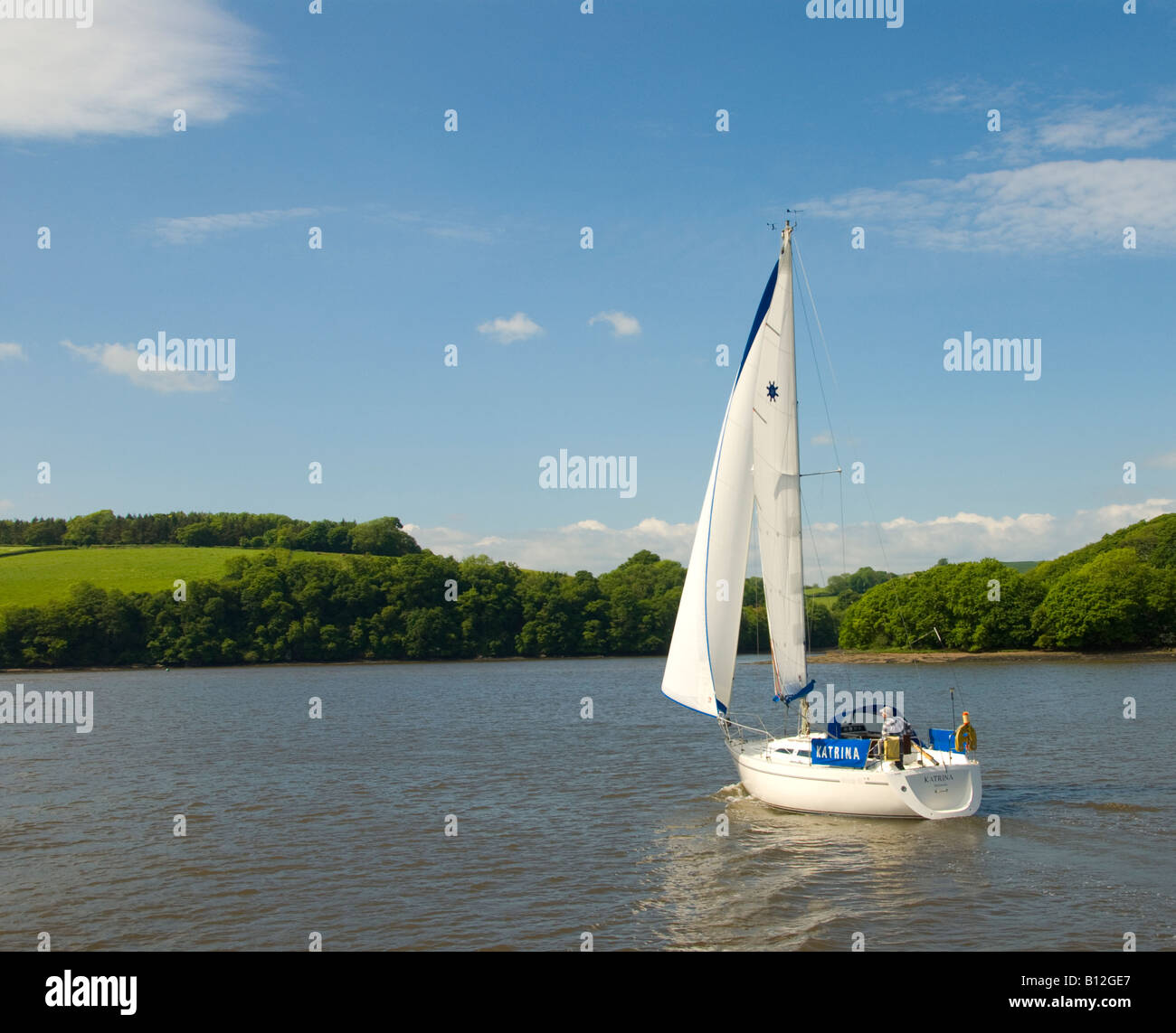 Sailing boat on the River Dart in Devon Stock Photo - Alamy