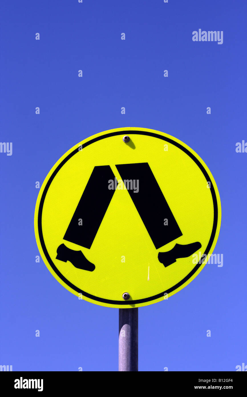 PEDESTRAIN CROSSING SIGN AGAINST BLUE SKY VERTICAL BDB11453 Stock Photo ...
