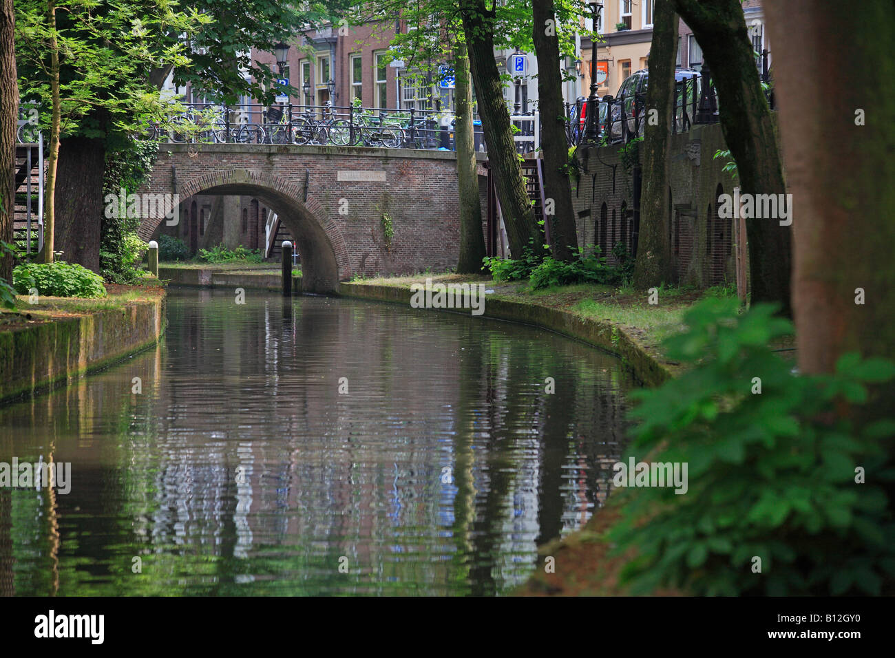 a bridge over the canal in the city center of Utrecht, Netherlands ...