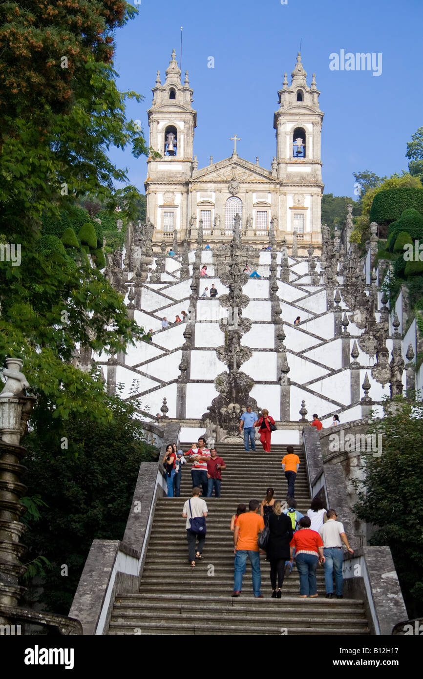 Bom Jesus do Monte Sanctuary staircase in Braga, Portugal. One of the ...