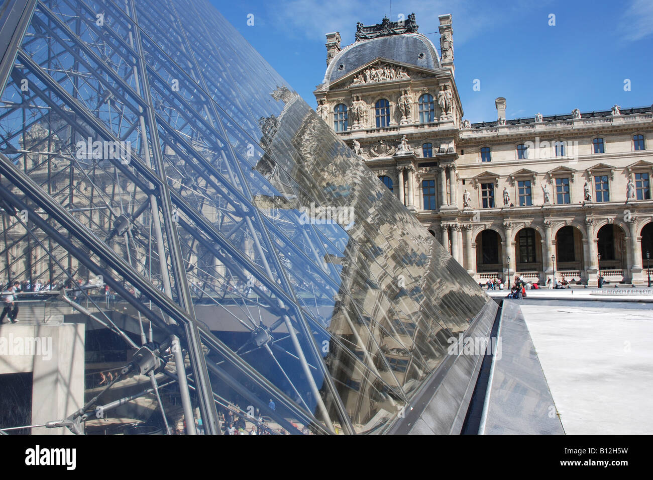 Glass Pyramid main entrance The Louvre Paris reflecting the original ...