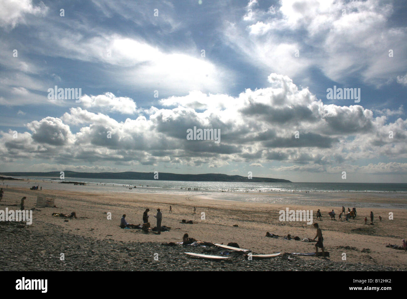 A cornish beach in the summer Stock Photo - Alamy