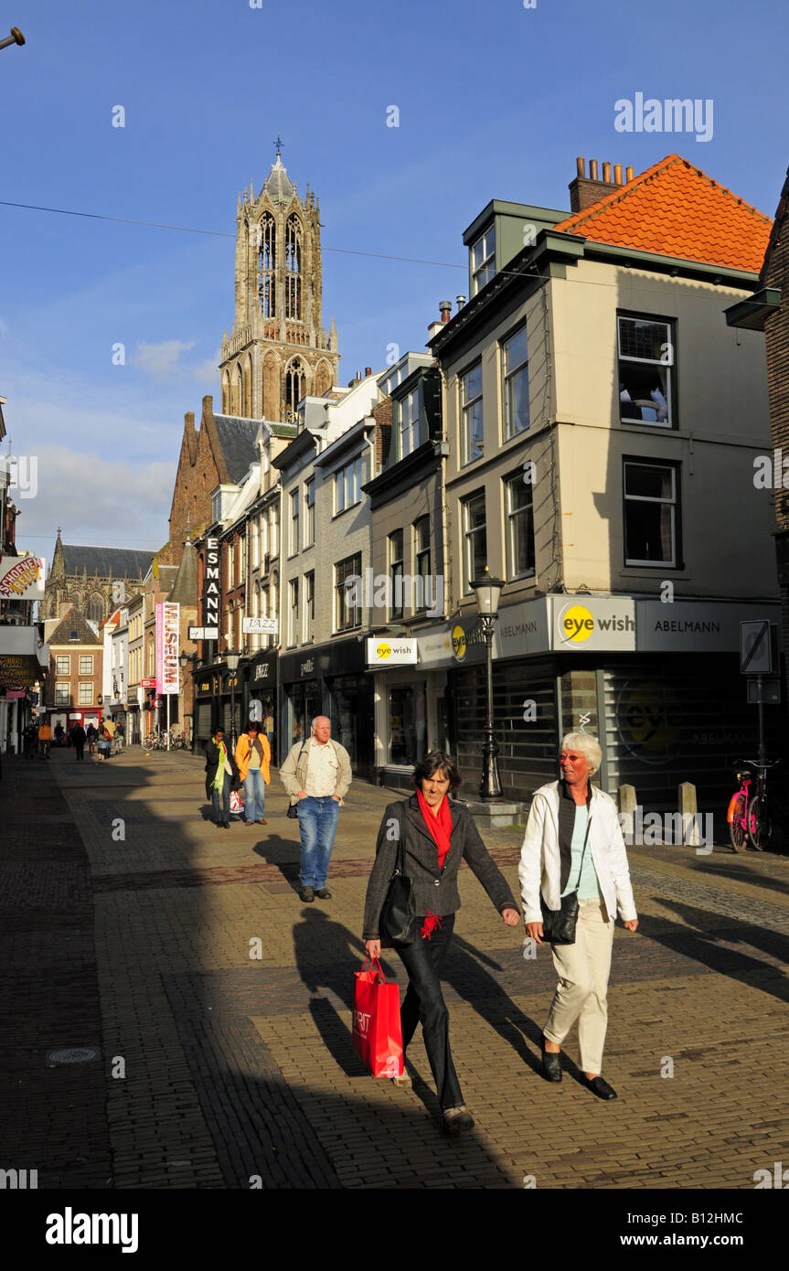 People walking in the narrow streets of Utrecht The Netherlands Europe ...