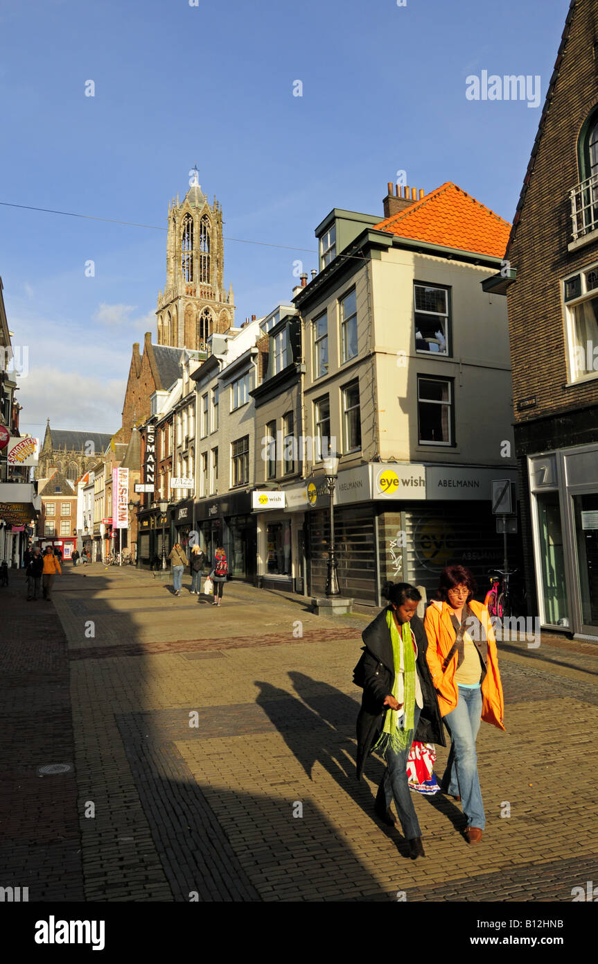 People walking in the narrow streets of Utrecht The Netherlands Europe ...