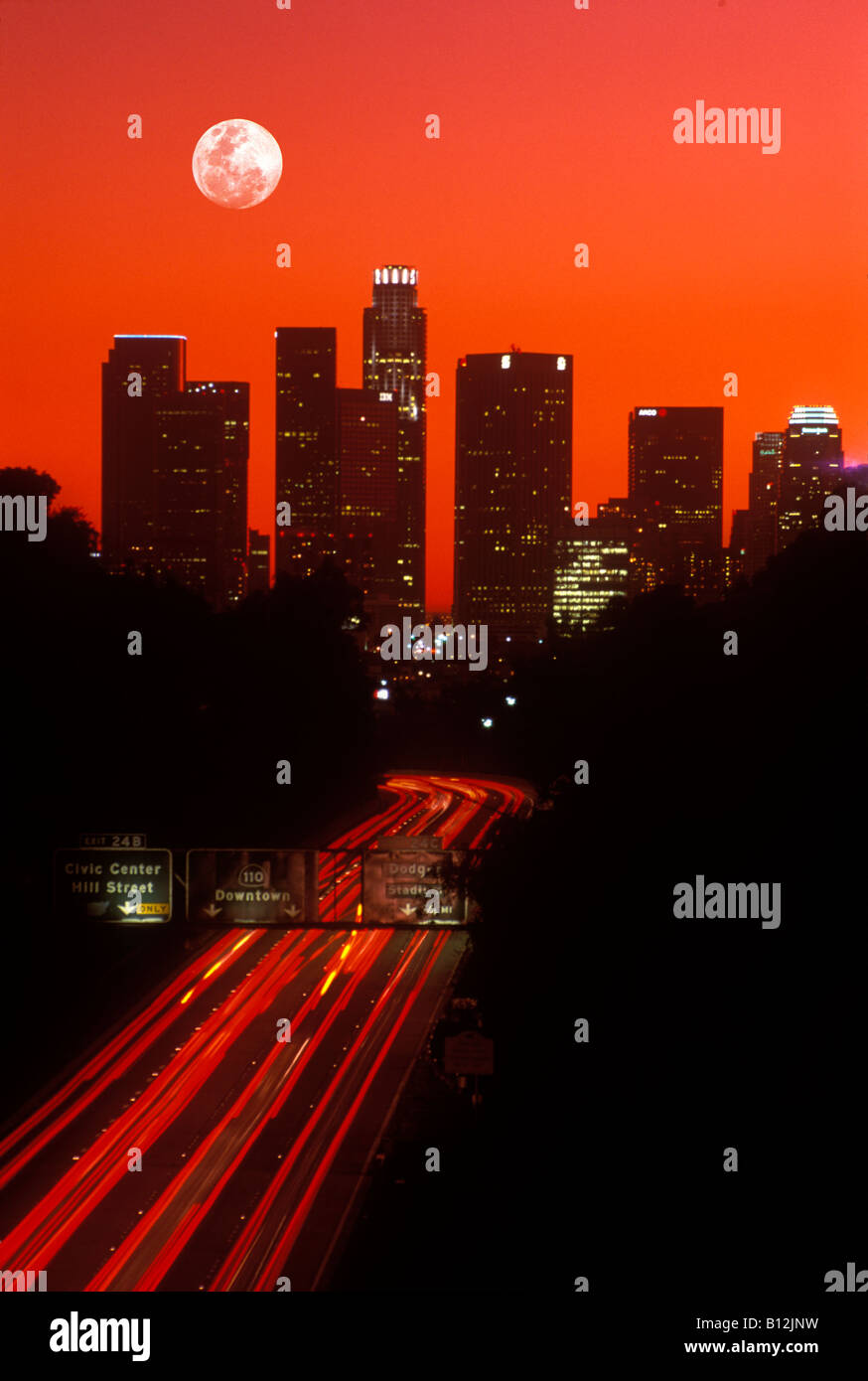ROUTE 110 HIGHWAY DOWNTOWN SKYLINE LOS ANGELES CALIFORNIA USA Stock ...