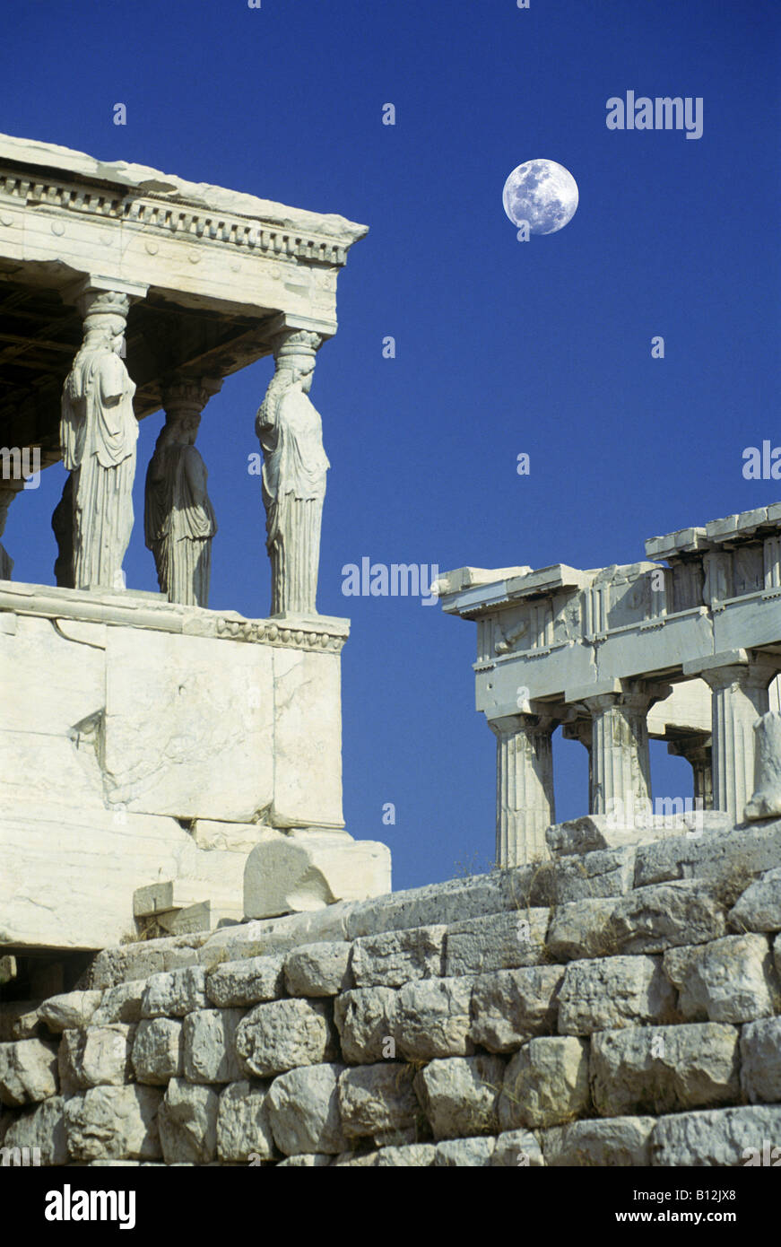 PORCH OF THE MAIDENS ERECHTHIUM ACROPOLIS RUINS ATHENS GREECE Stock ...