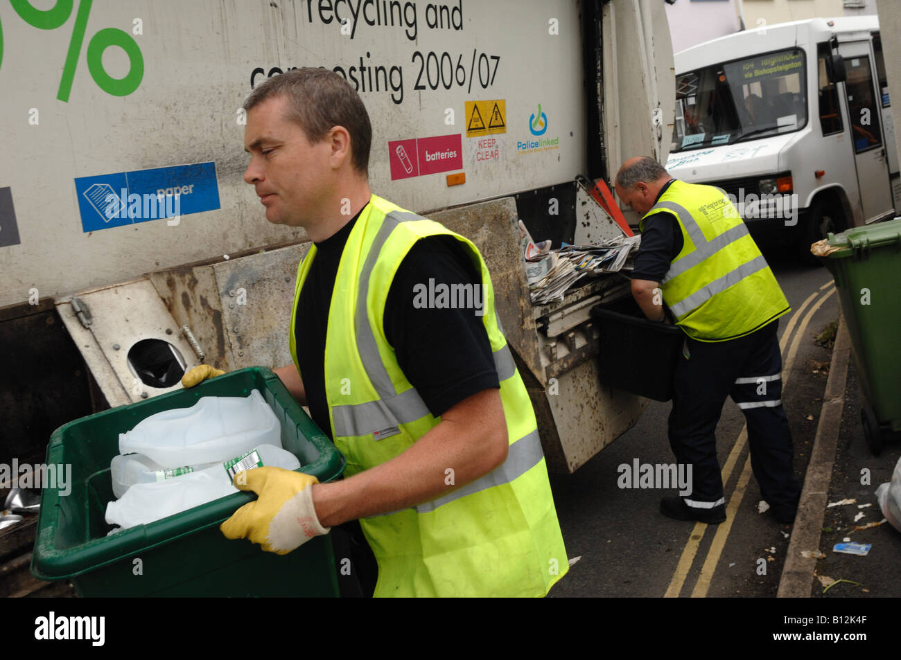 Kerbside recycling collections in Bishopsteignton Devon England Stock ...