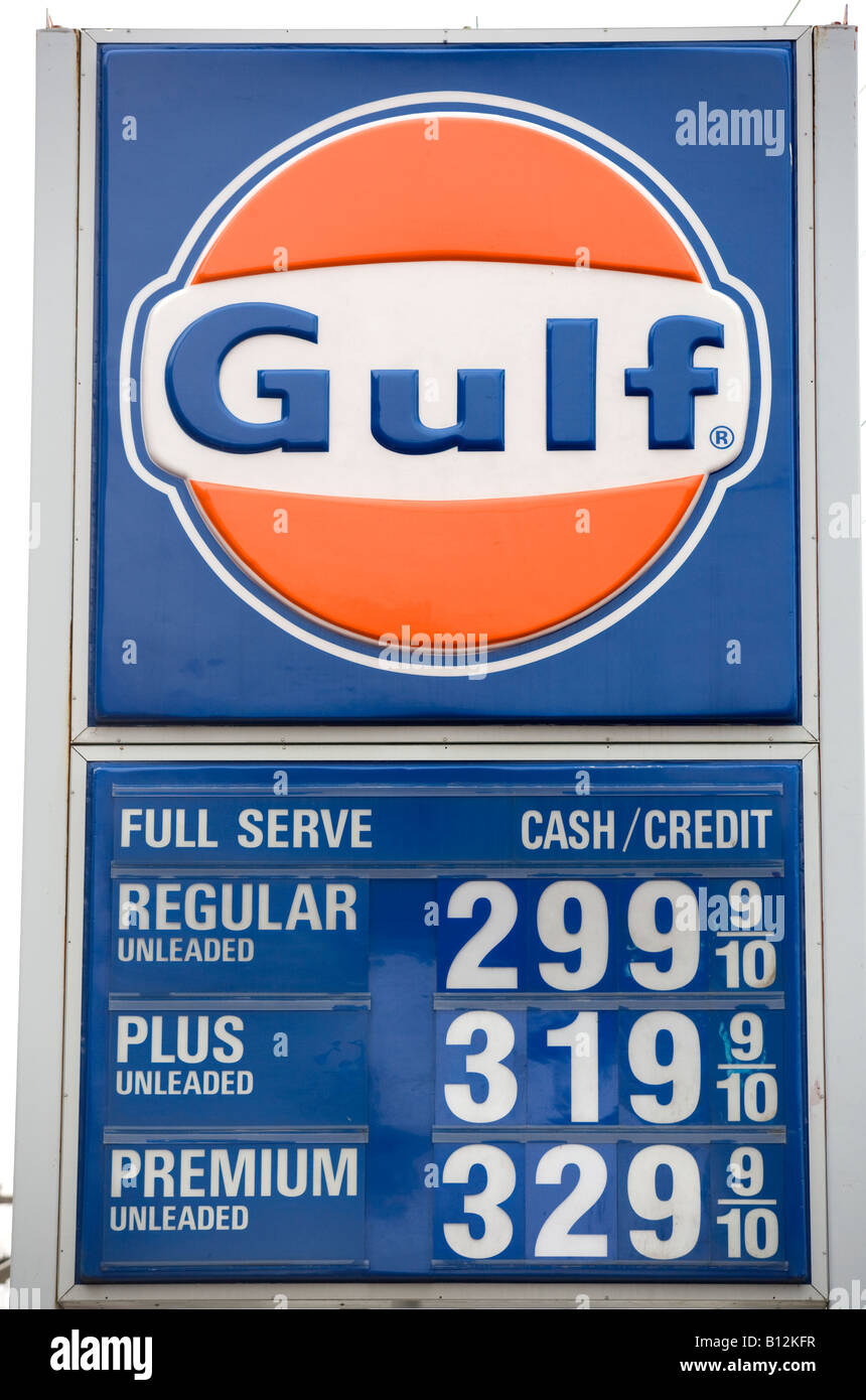 BLUE GAS STATION PETROL PRICE SIGN Stock Photo - Alamy
