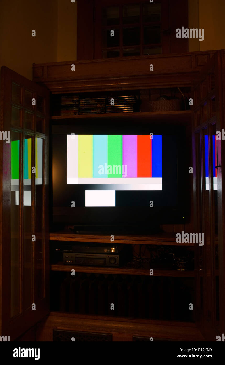 FLAT SCREEN TELEVISION IN BUILT IN CABINET Stock Photo - Alamy