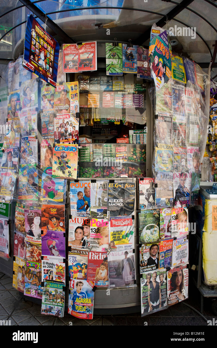 MAGAZINES ON NEWS STALL DOWNTOWN SANTIAGO CHILE Stock Photo - Alamy
