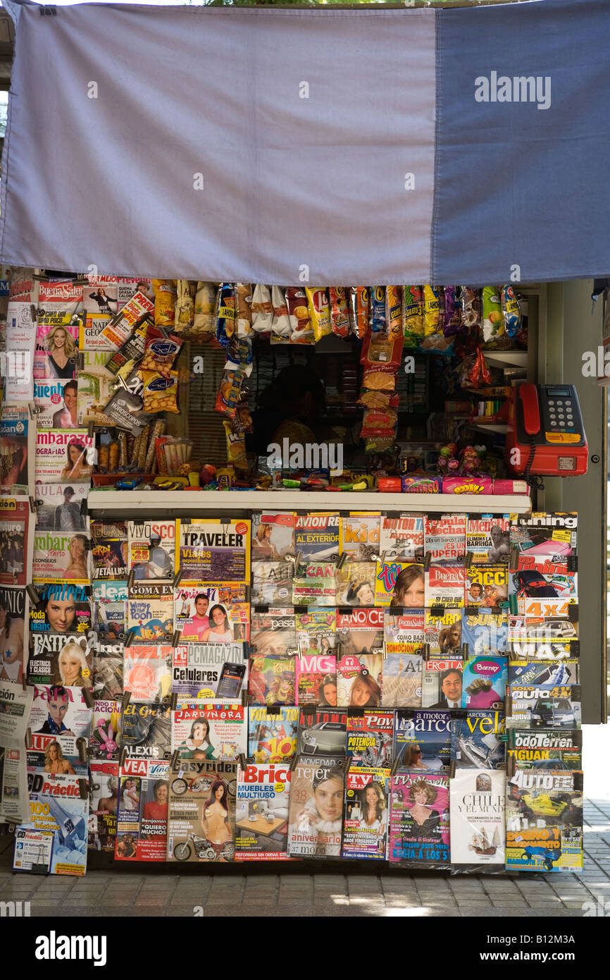 MAGAZINES ON NEWS STALL DOWNTOWN SANTIAGO CHILE Stock Photo - Alamy