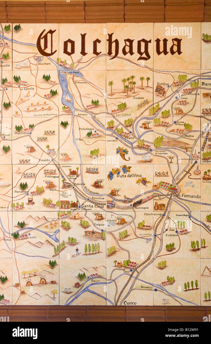 TILE MAP OF COLCHAGUA WINE REGION SANTA CRUZ HOTEL COLCHAGUA VALLEY ...