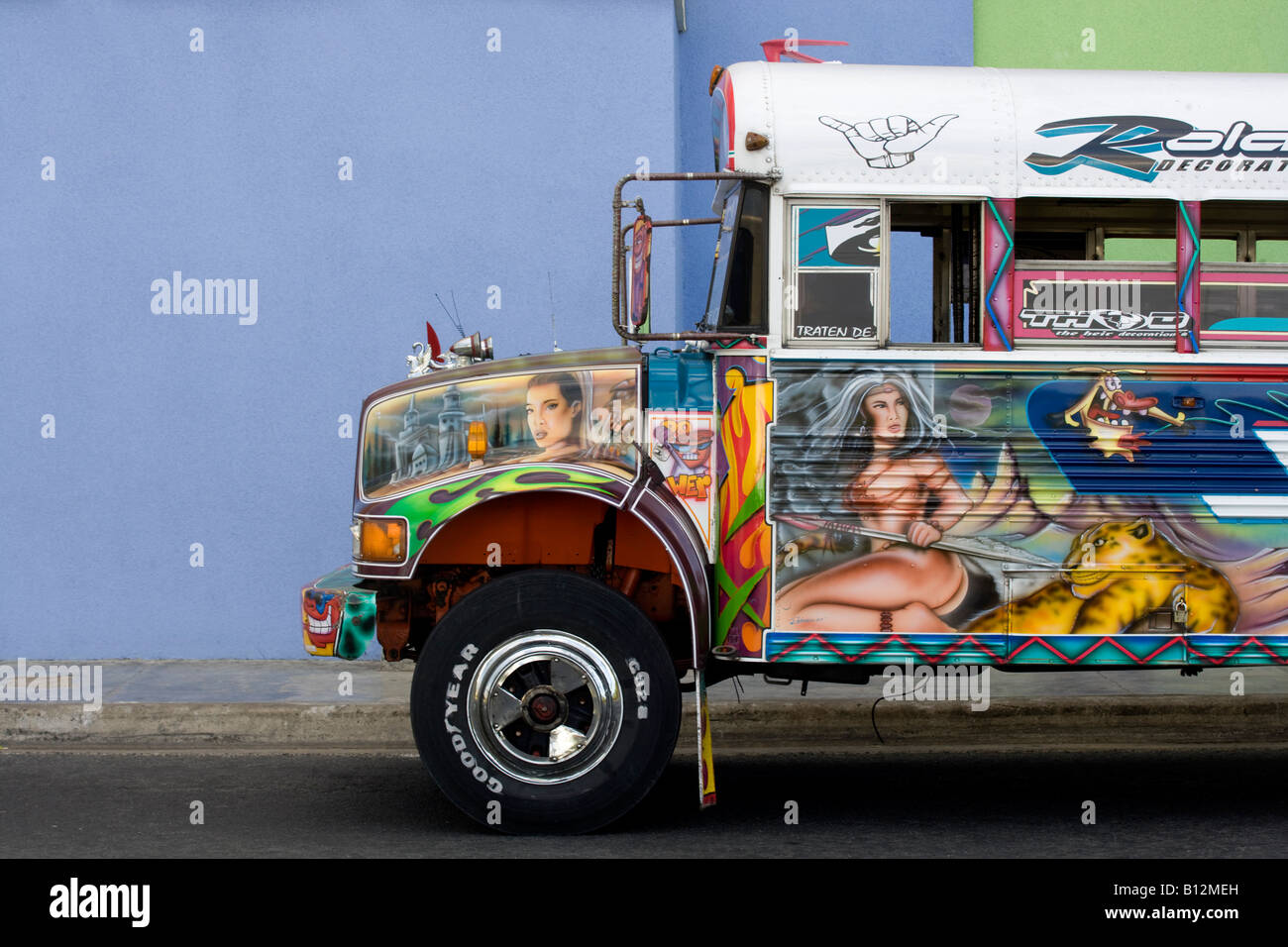 RED DEVIL ROJA DIABLO PAINTED BUS PANAMA CITY REPUBLIC OF PANAMA Stock ...