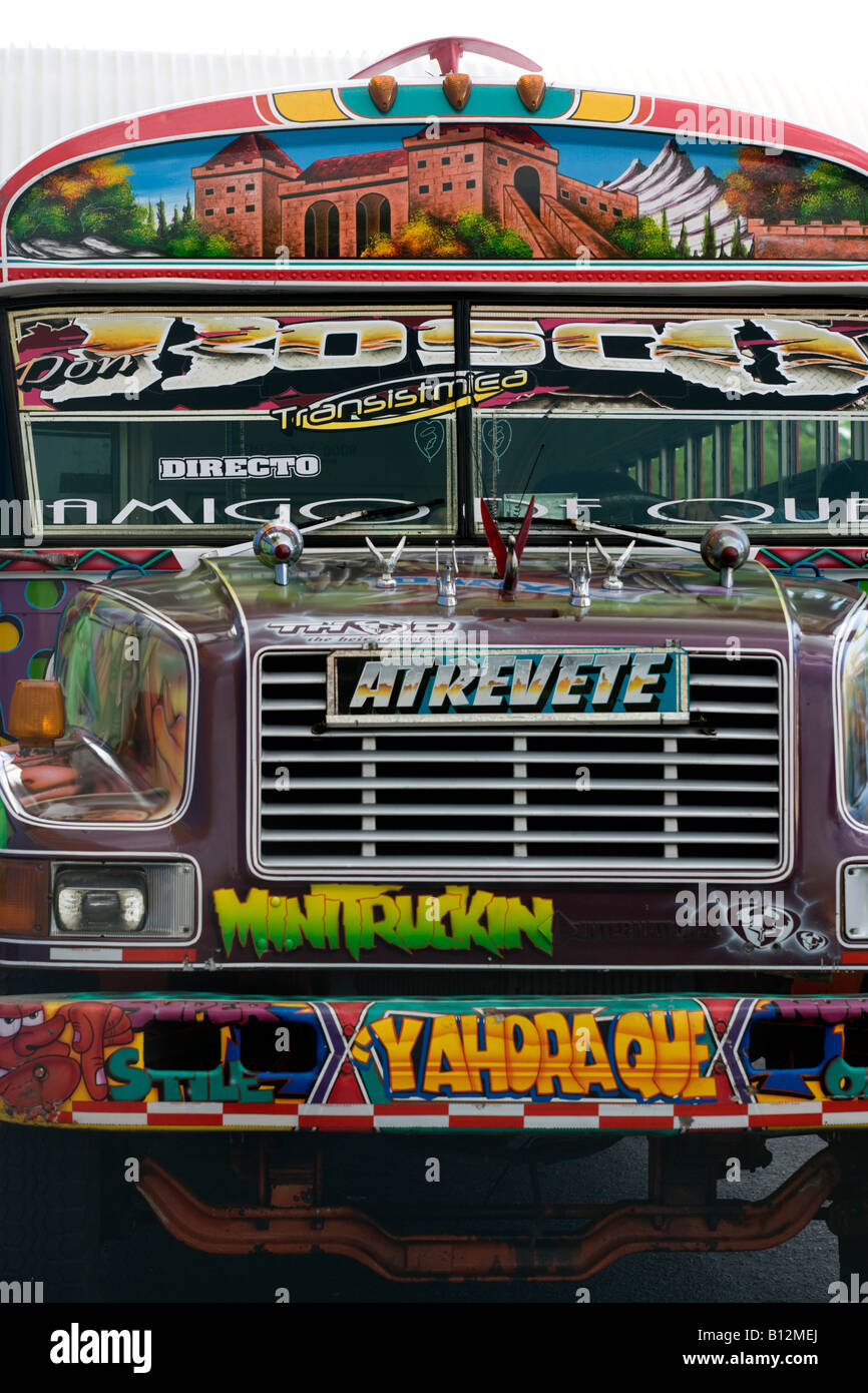 RED DEVIL ROJA DIABLO PAINTED BUS PANAMA CITY REPUBLIC OF PANAMA Stock ...