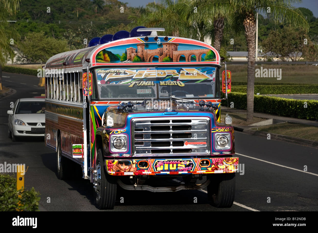 ROJA DIABLO RED DEVIL PAINTED BUS PANAMA CITY REPUBLIC OF PANAMA Stock ...