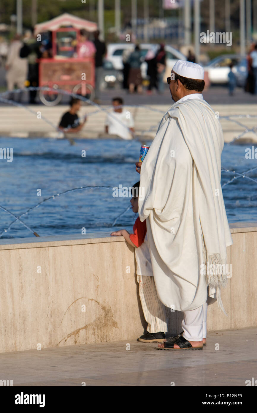 Tripoli, Libya, North Africa. Libyan Father with Son. Father wears a ...