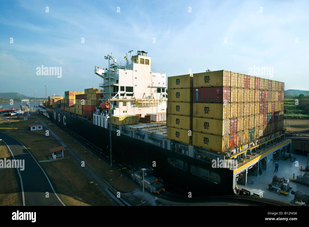 SHIPPING CONTAINERS PANAMAX CONTAINER SHIP MIRAFLORES LOCKS PANAMA ...