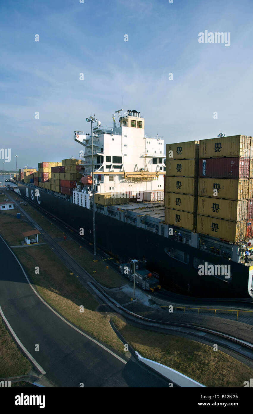 SHIPPING CONTAINERS PANAMAX CONTAINER SHIP MIRAFLORES LOCKS PANAMA ...
