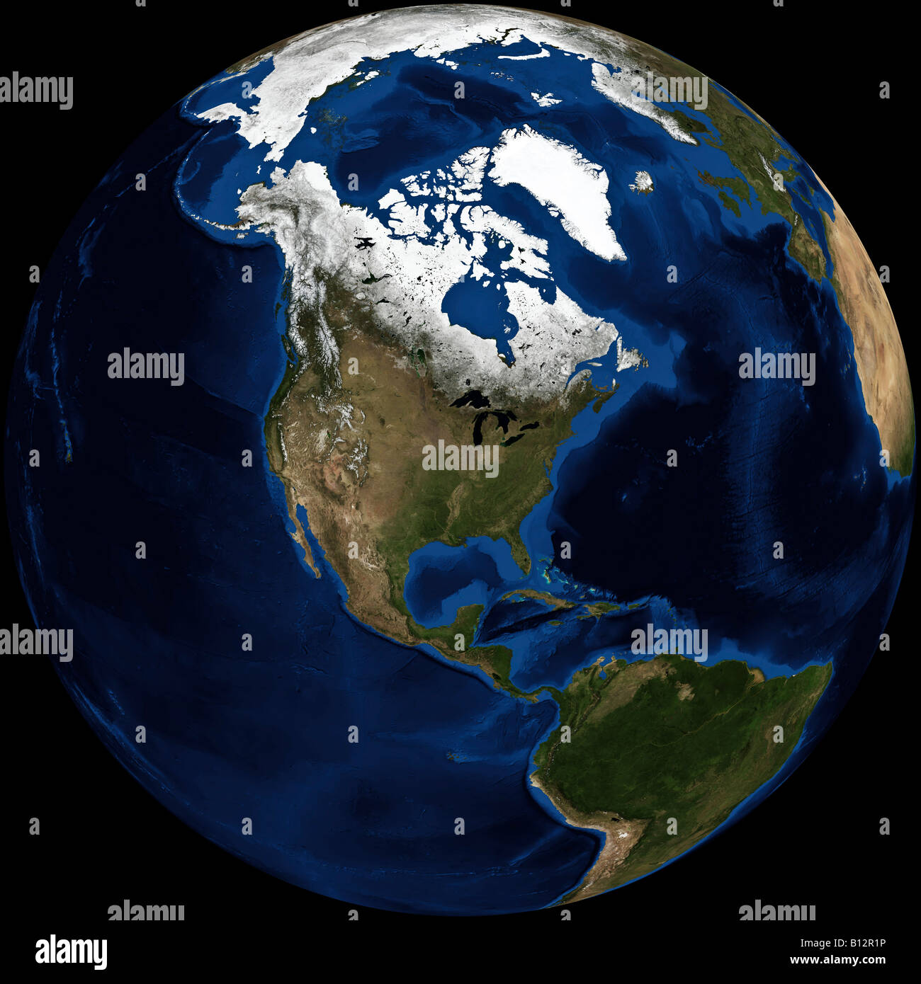 True color Terra/MODIS satellite image of the earth rendered in ...