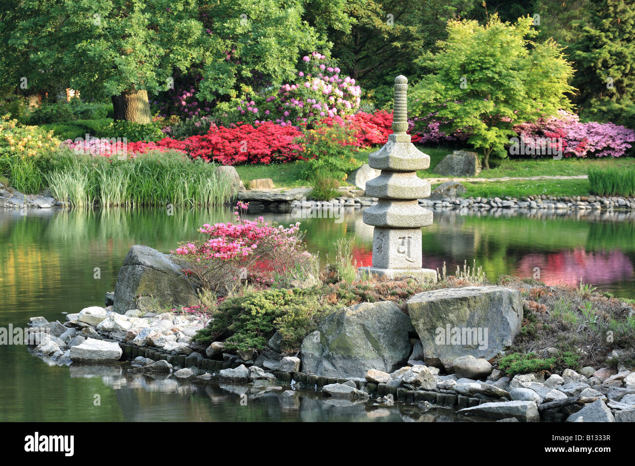Japanese garden in the spring Stock Photo - Alamy