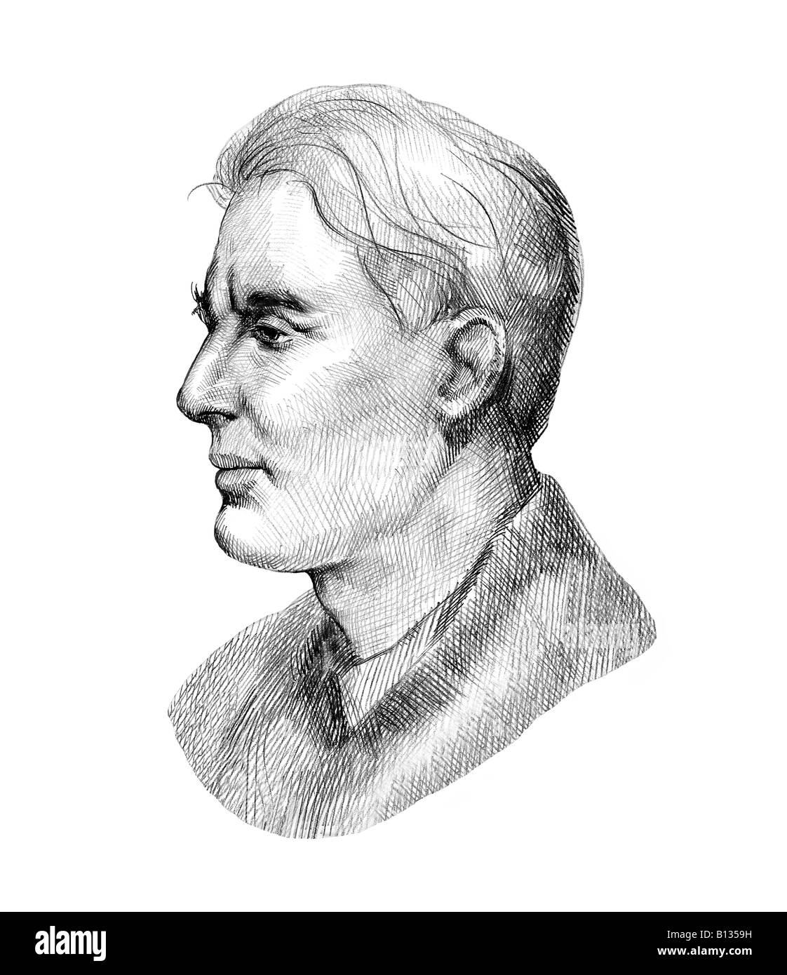 W B Yeats 1865 1936 Irish Poet Dramatist Cross Hatch Style Modern ...