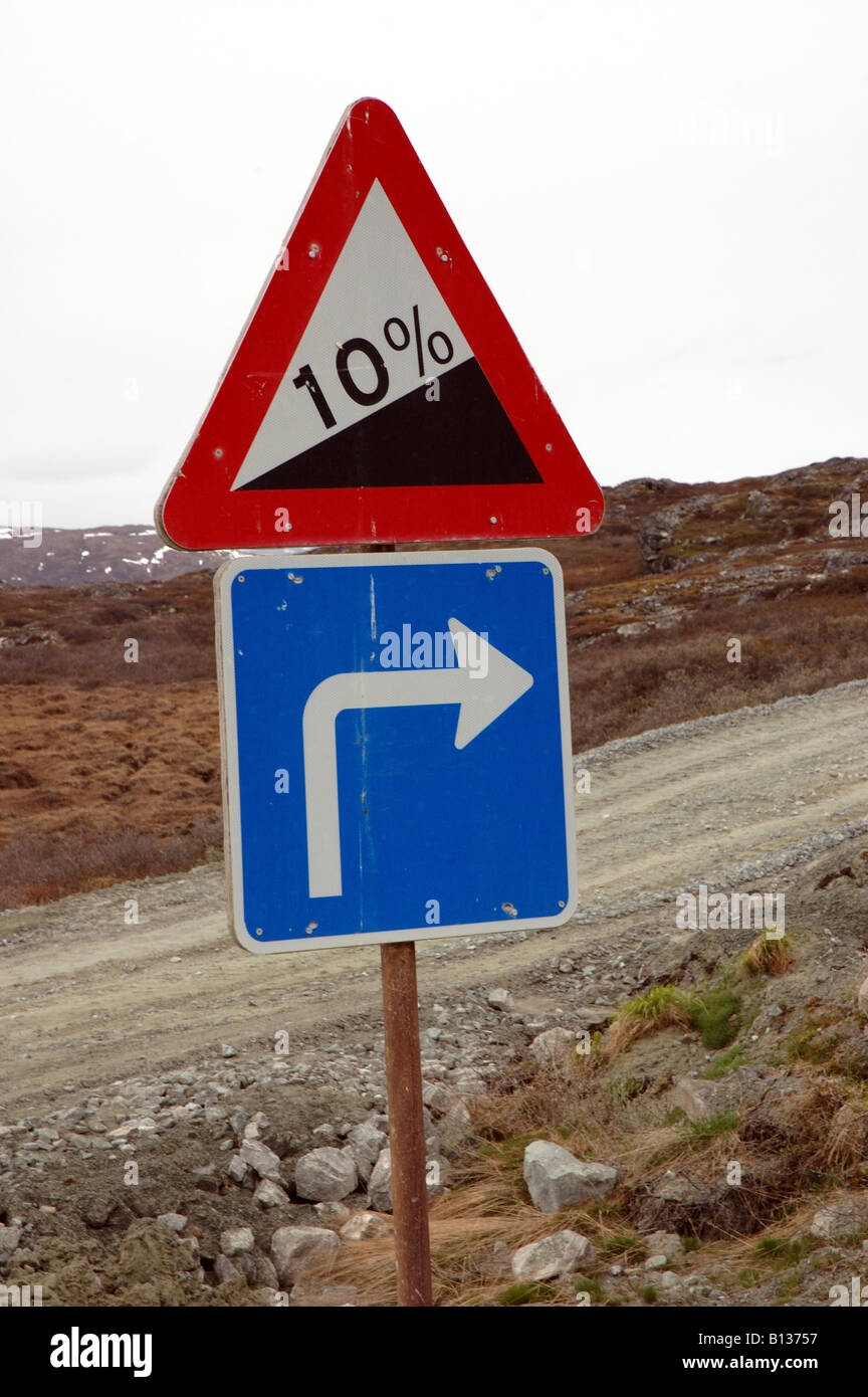 Gradient slope road sign hi-res stock photography and images - Alamy