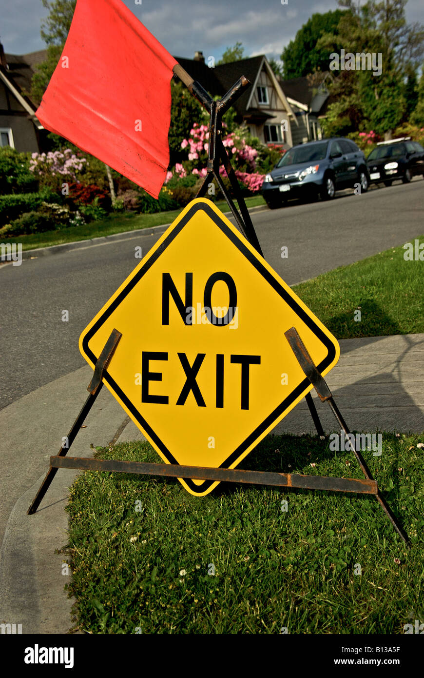 Traffic control - No Exit sign to temporarily warn car drivers that an ...