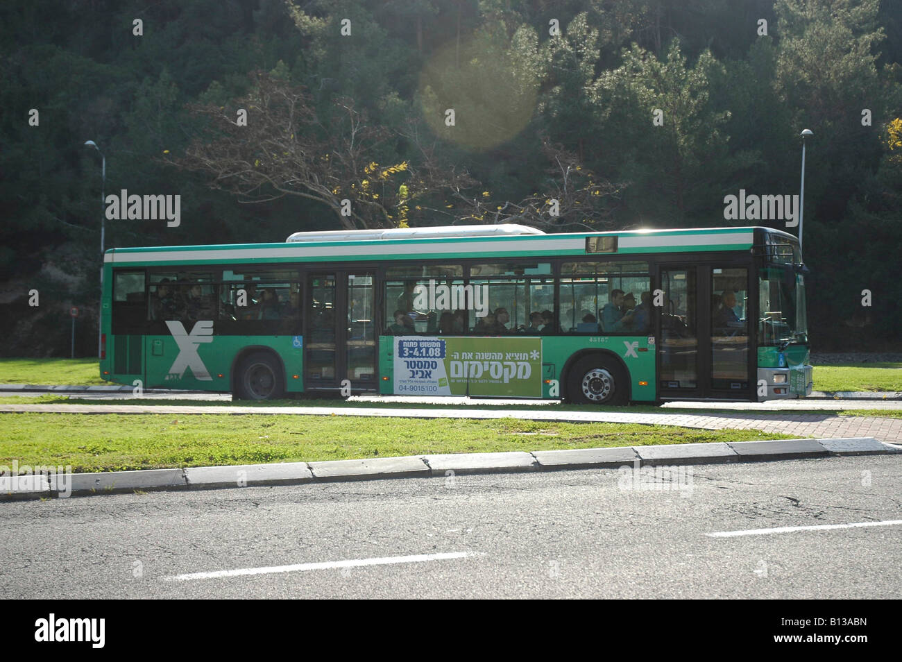 Israel Haifa Public Urban Transport a green Egged Bus Stock Photo - Alamy