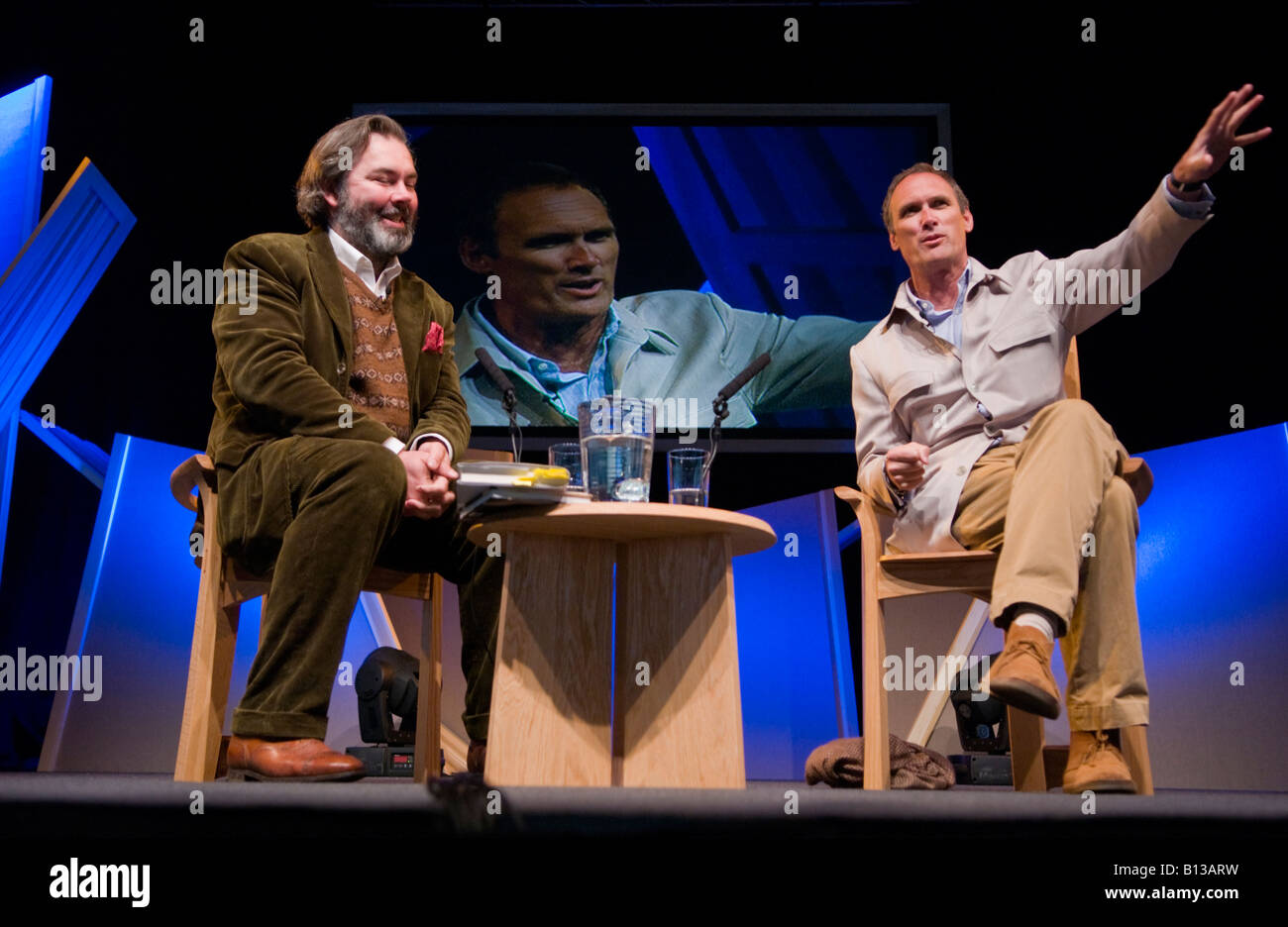AA Gill (right) critic journalist author speaking on stage to John ...