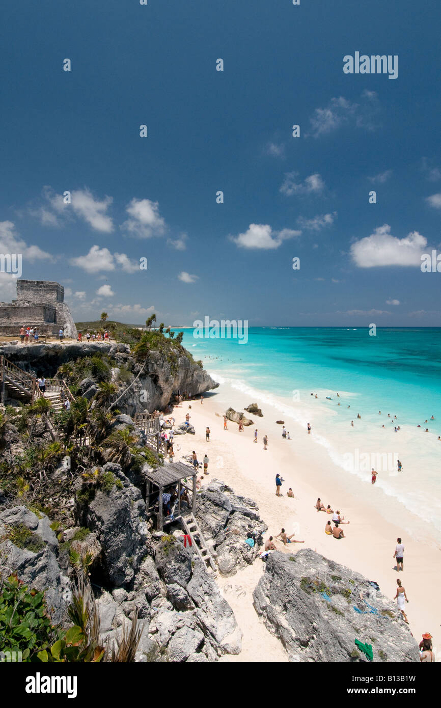 Mayan ruins and beach at Tulum Mexico Stock Photo - Alamy