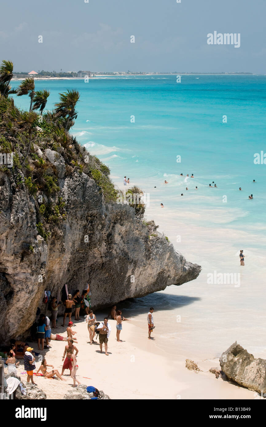 Beach by the Mayan ruins at Tulum Mexico Stock Photo - Alamy