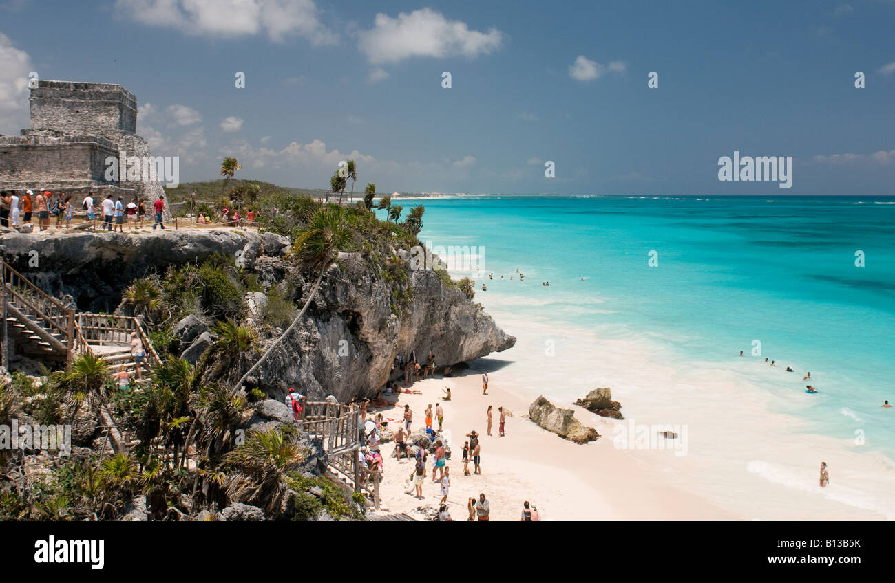 Mayan ruins and beach at Tulum Mexico Stock Photo - Alamy