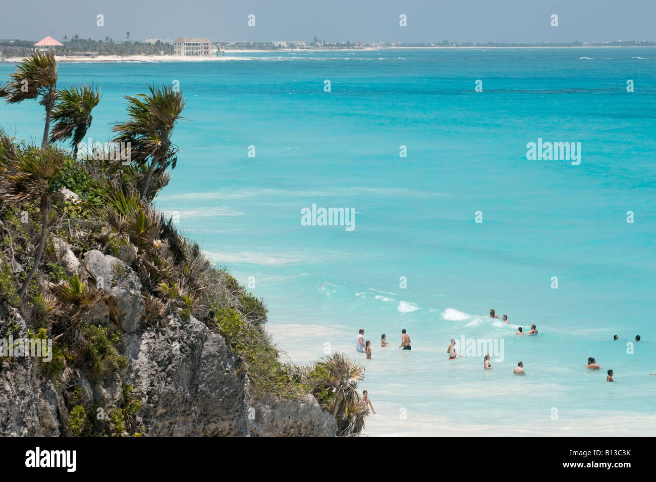 Beach by the Mayan ruins at Tulum Mexico Stock Photo - Alamy