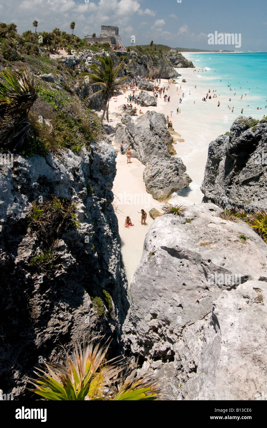 Mayan ruins and beach at Tulum Mexico Stock Photo - Alamy