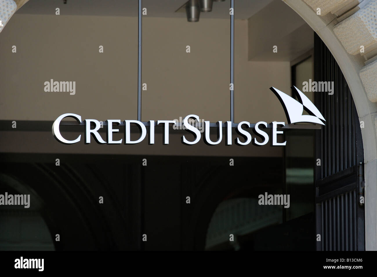 credit suisse logo on top of the headquarter in zurich, switzerland ...