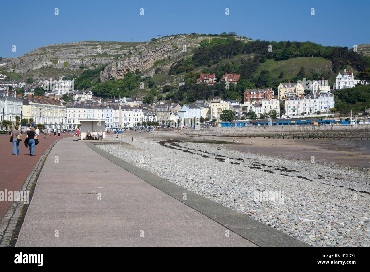 Llandudno Conwy North Wales UK May Looking along the wide promenade to ...