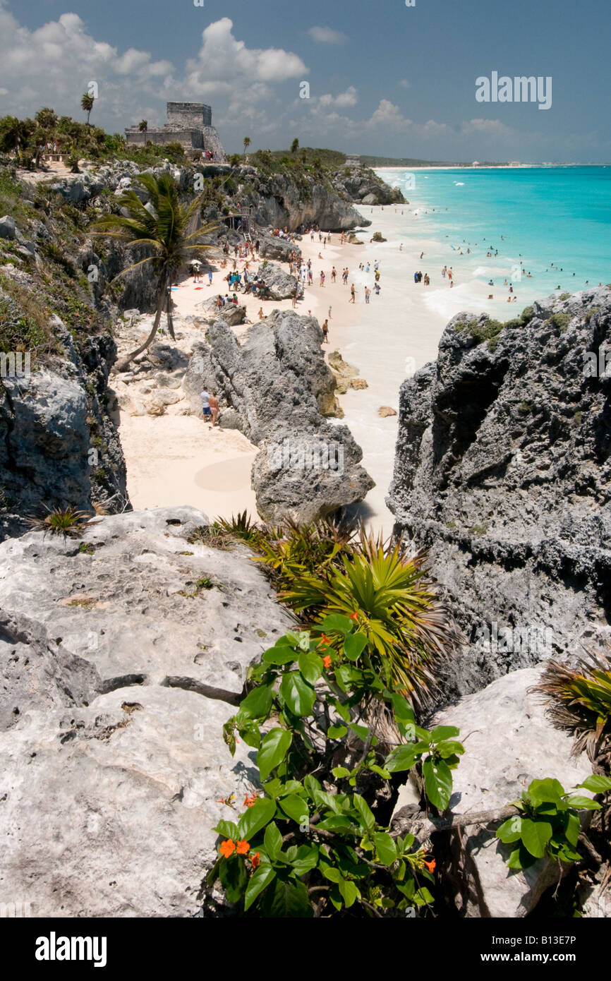 Mayan ruins and beach at Tulum Mexico Stock Photo - Alamy
