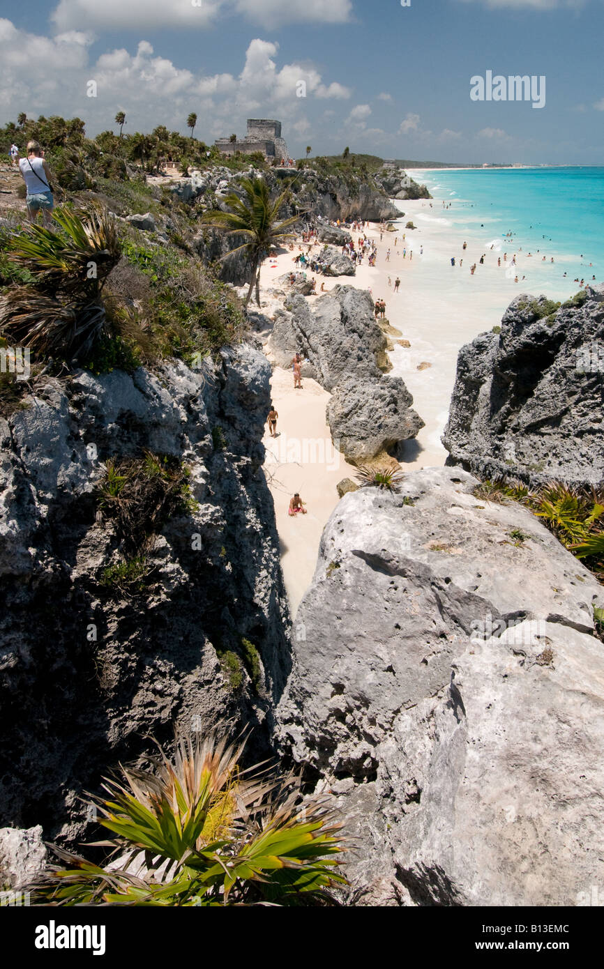 Mayan ruins and beach at Tulum Mexico Stock Photo - Alamy